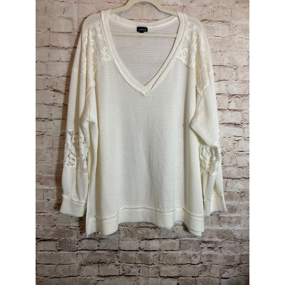 torrid | Tops | Torrid Waffle Top Womens 3x Ivory Cream Thermal ...